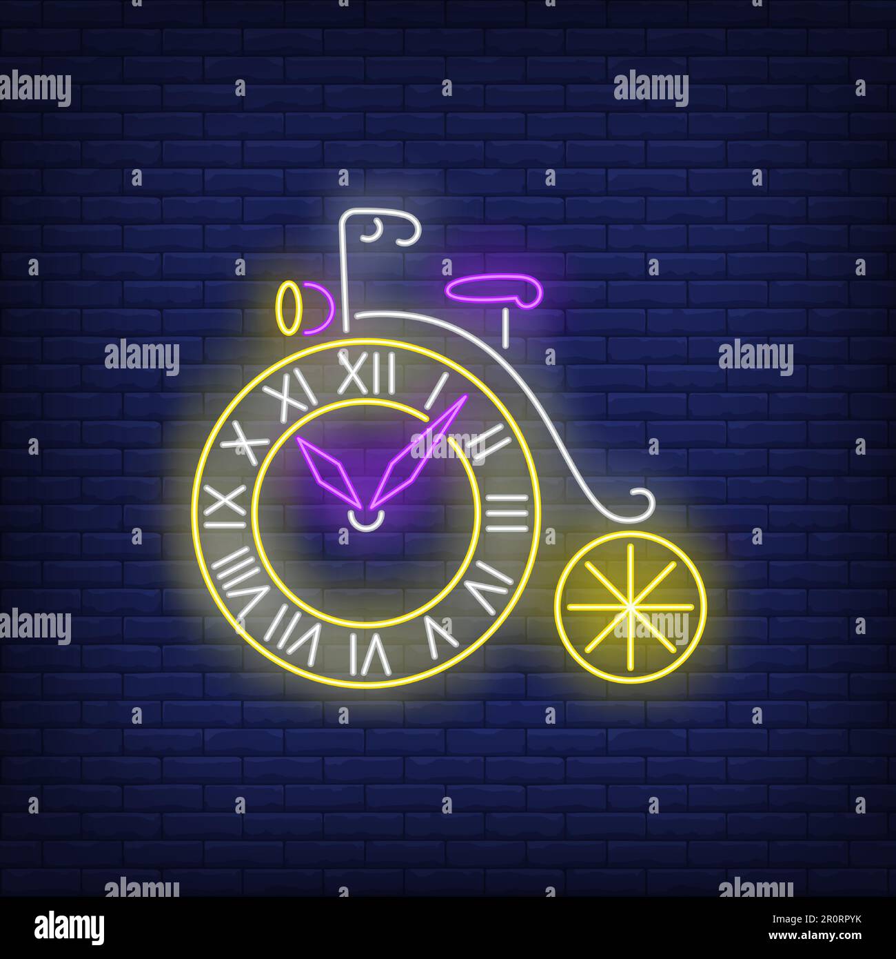 Wheel shaped clock neon sign Stock Vector Image & Art - Alamy
