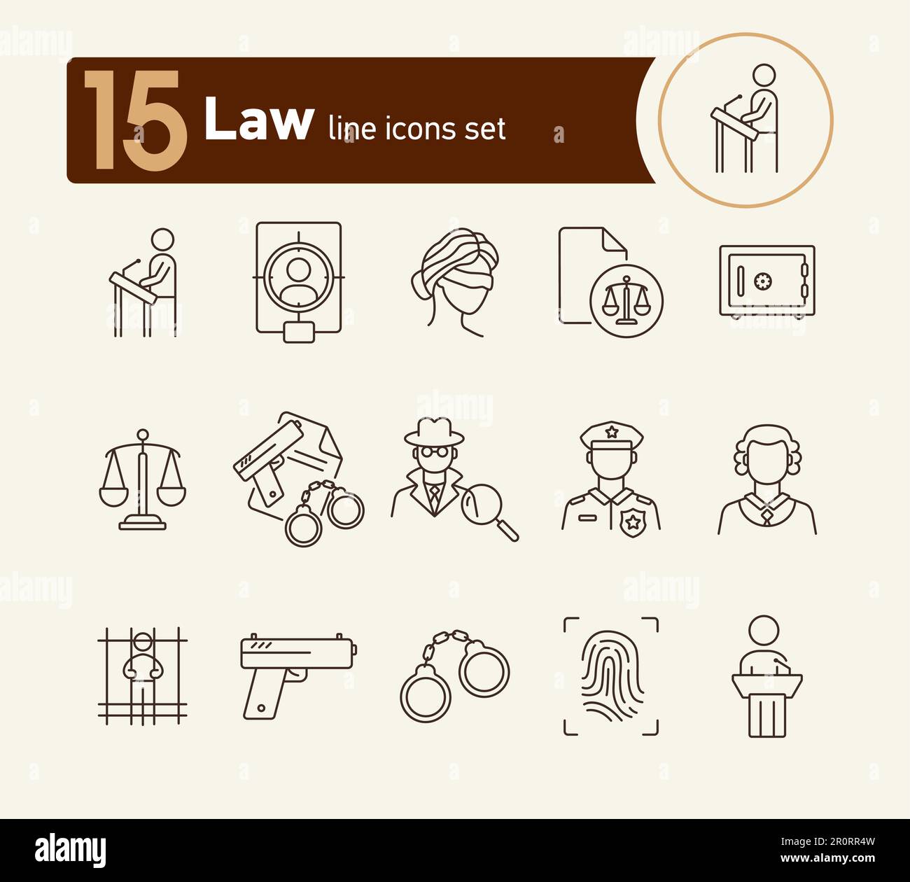 Law line icon set Stock Vector Image & Art - Alamy