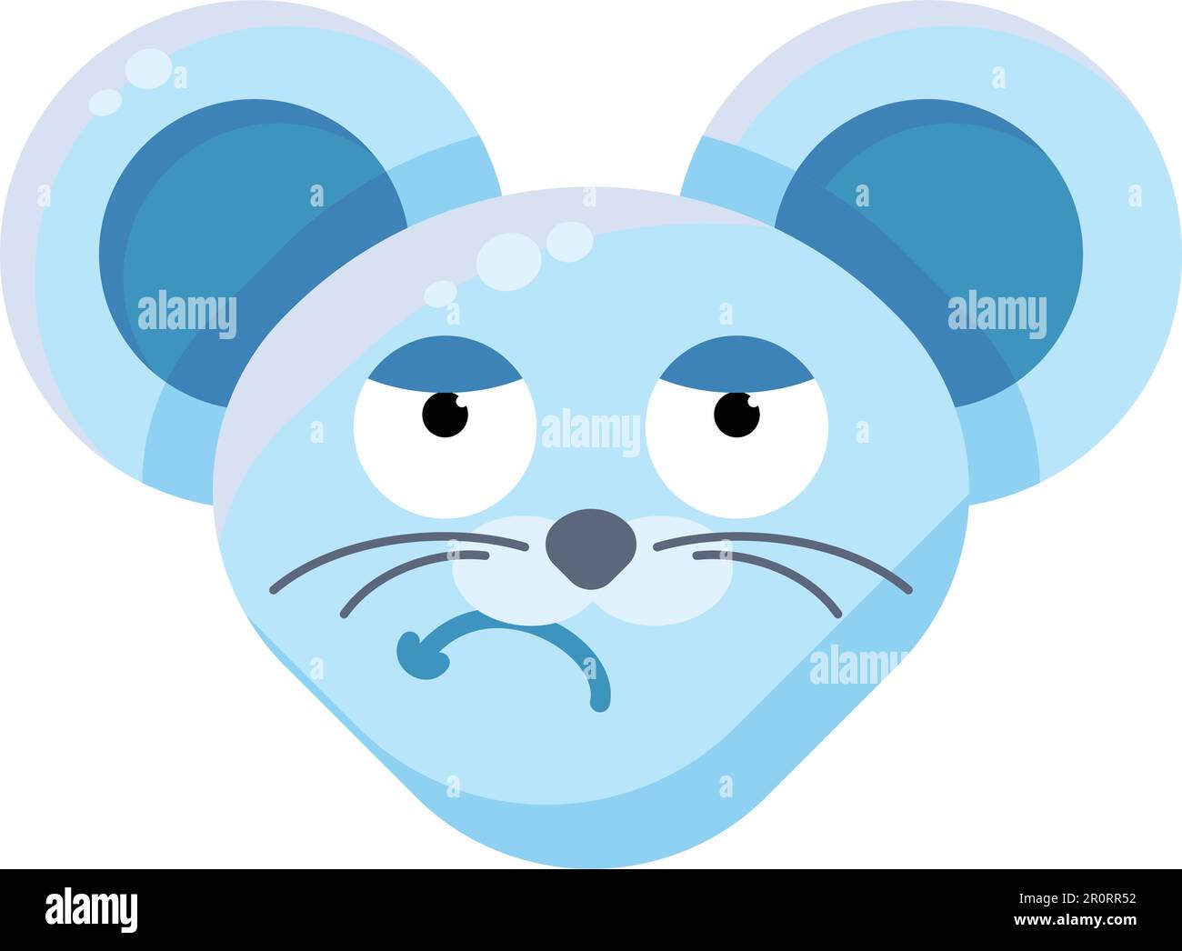 Mouse face sceptical emoticon sticker. Dissatisfied animal emoji ...