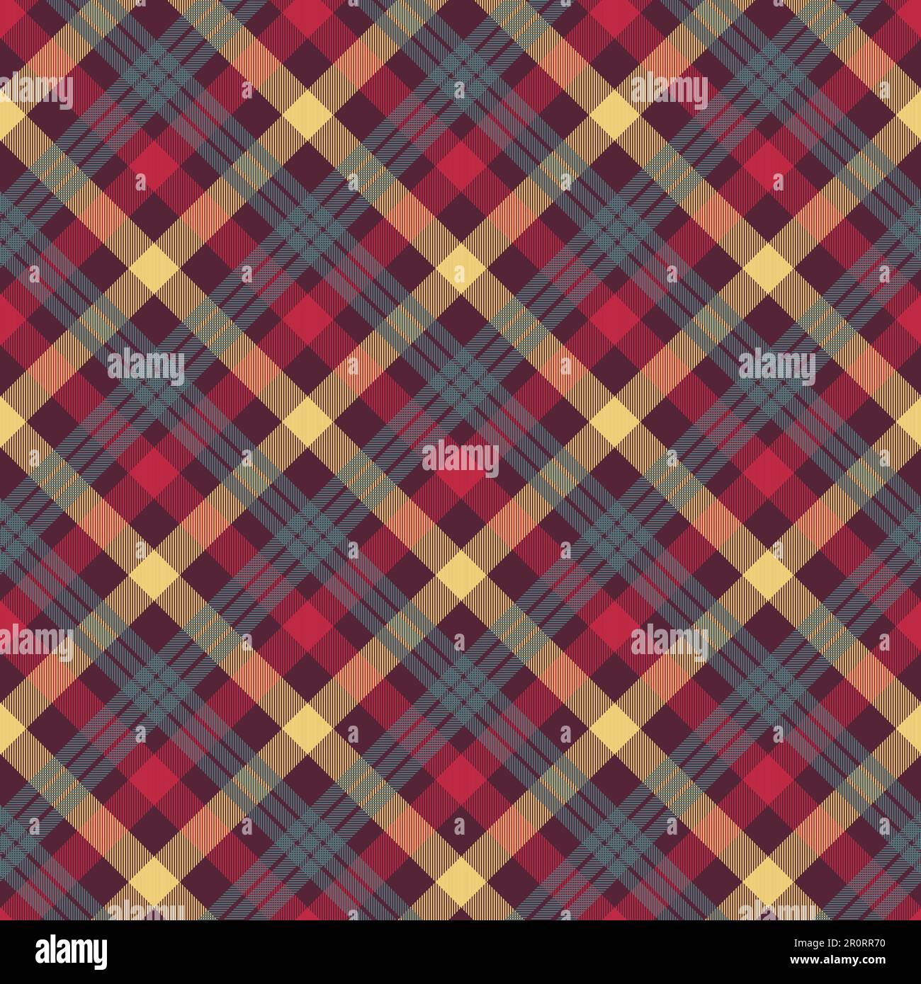 Plaid red color seamless vector pattern. Flannel fabric texture ...
