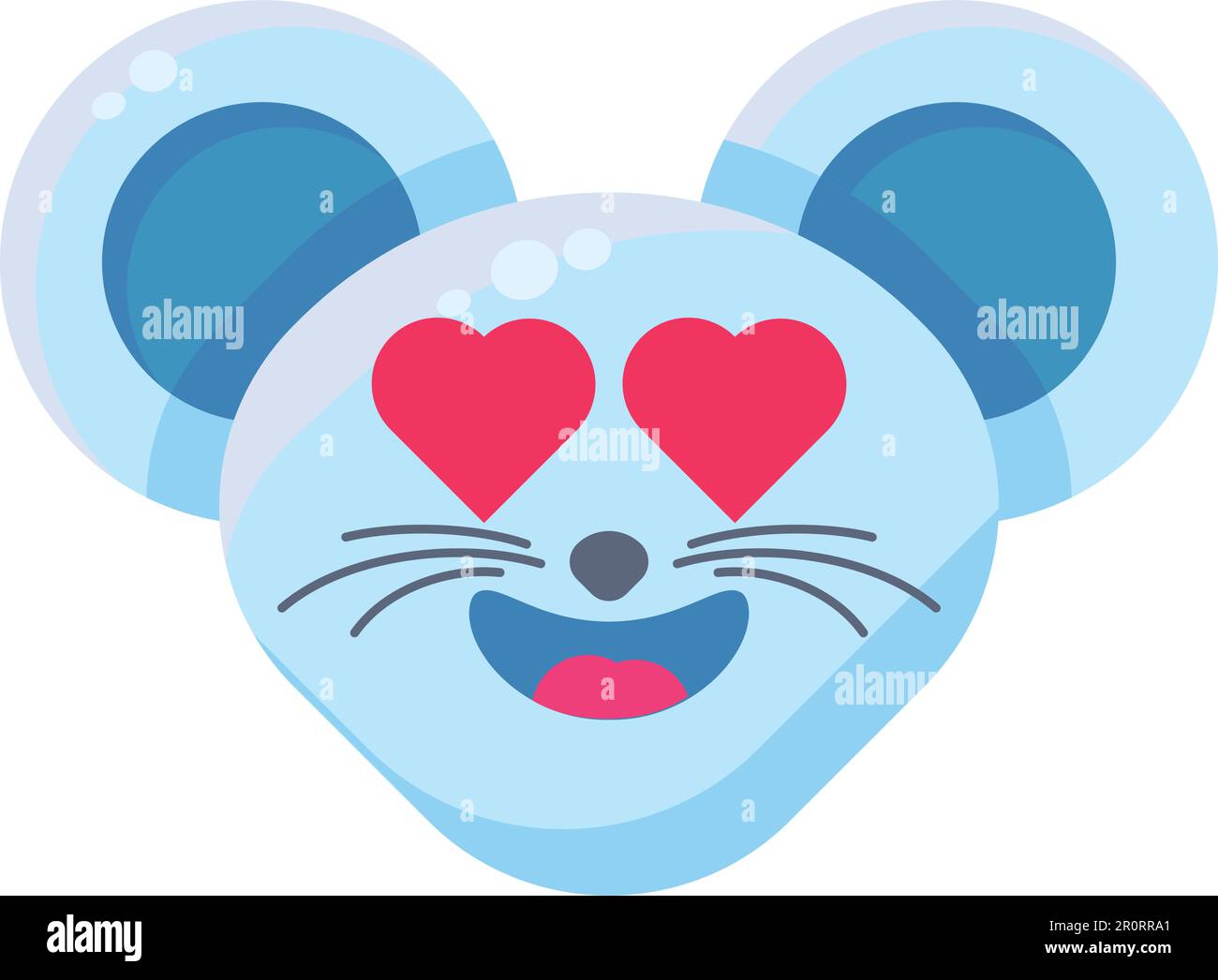 Romantic mouse emoticon flat illustration. 2020 year mascot emoji. Rat ...