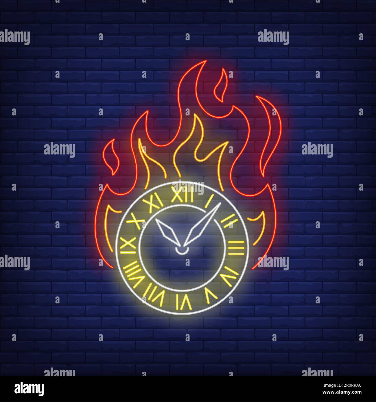 Burning clock neon sign Stock Vector Image & Art - Alamy