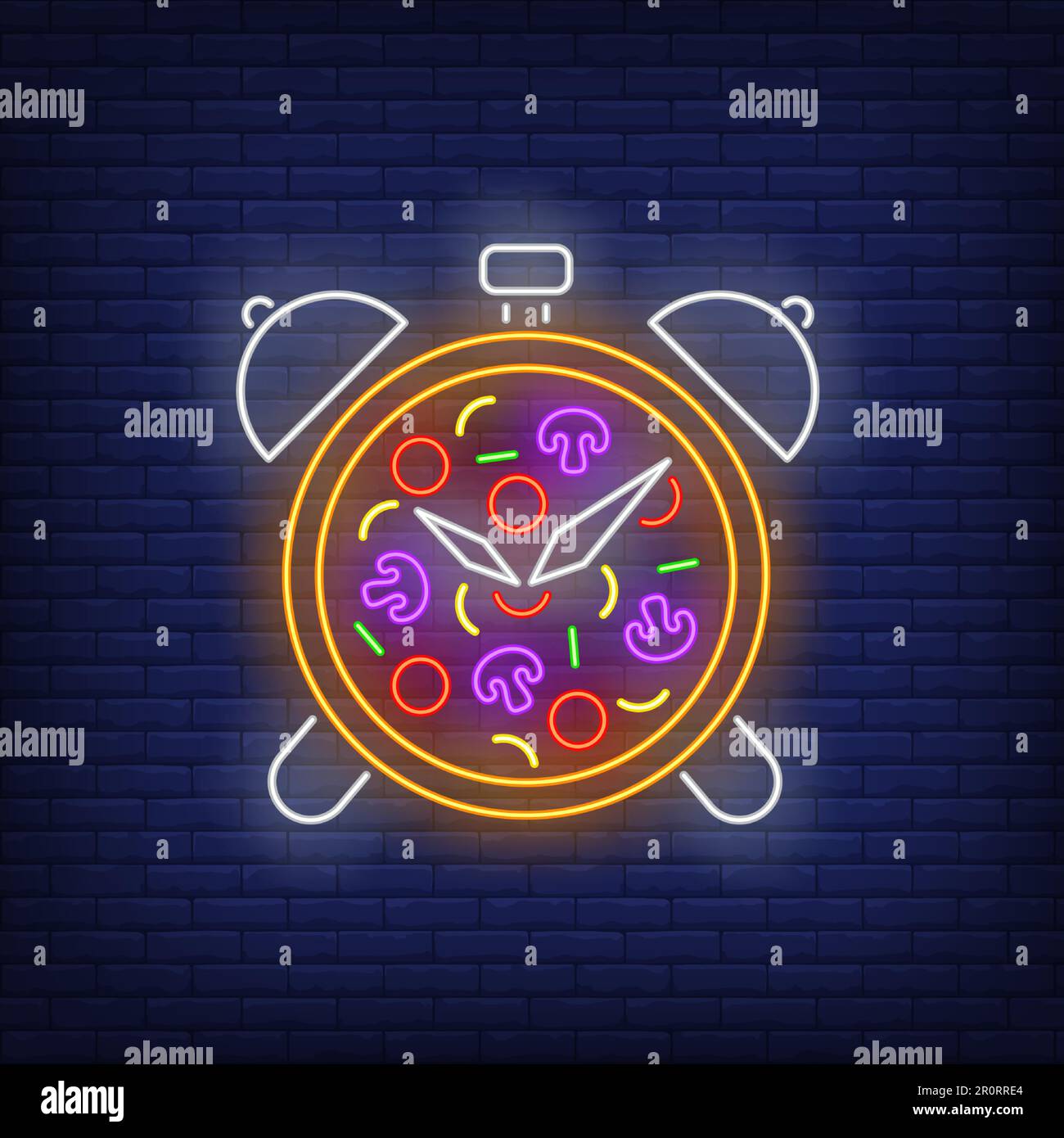 Clock shaped pizza neon sign Stock Vector Image & Art - Alamy