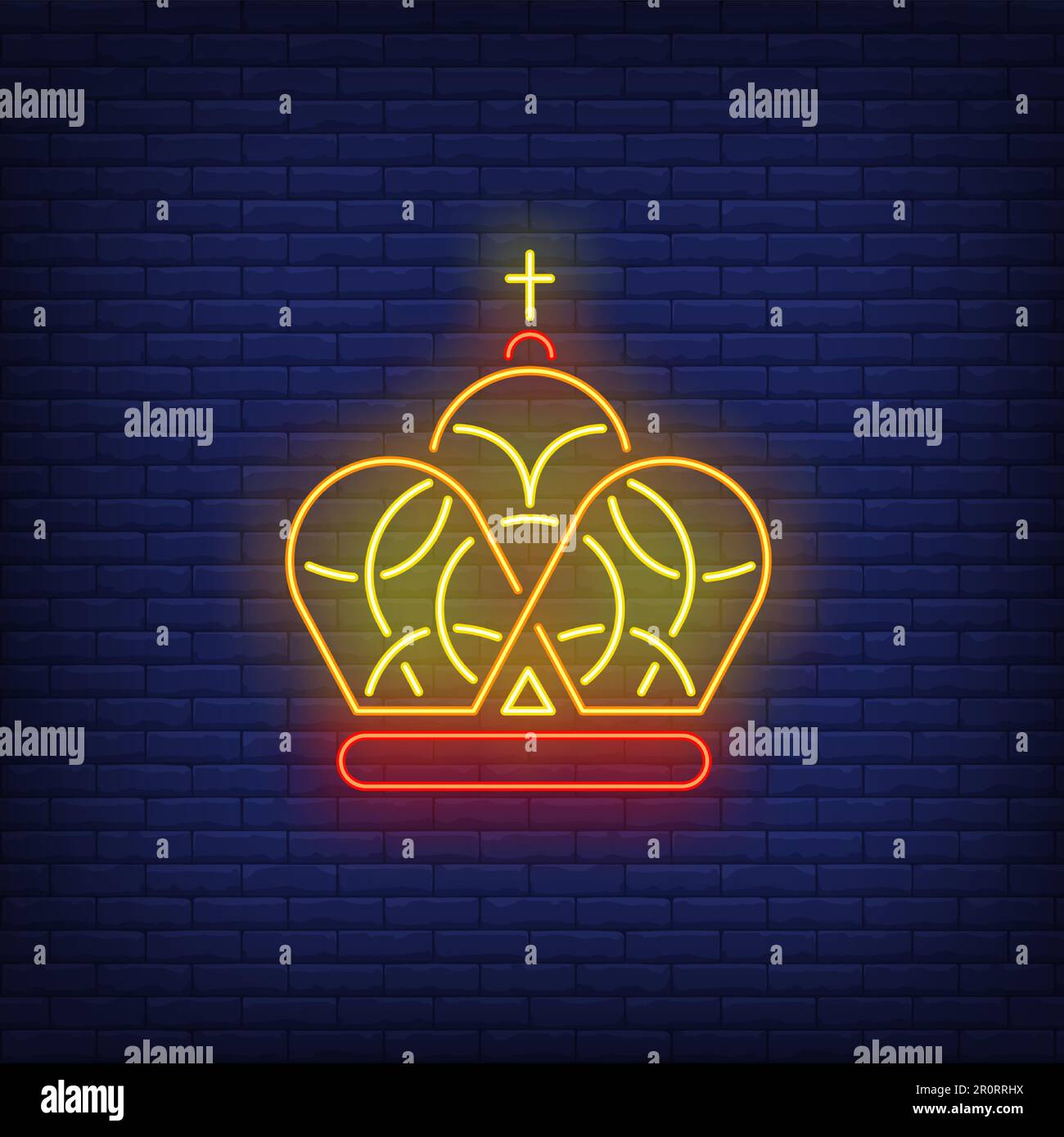 Crown with cross neon sign Stock Vector Image & Art - Alamy