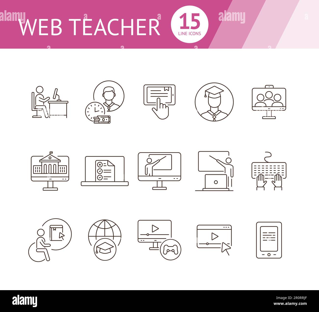 Web teacher line icon set Stock Vector Image & Art - Alamy