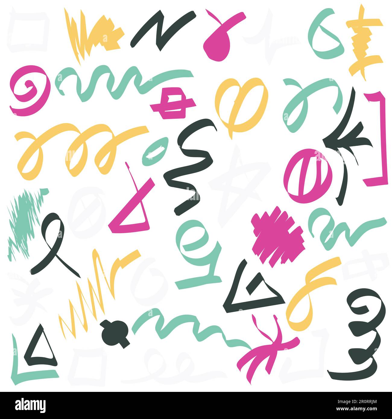 Color strokes hand drawn set. Vivid scribbles collection. Abstract doodle textures Stock Vector ...