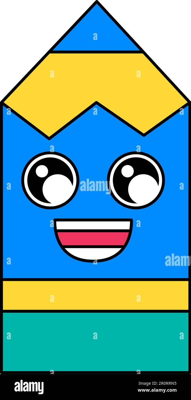 Charmed pencil emoticon cartoon illustration. Happy, fascinated emoji ...