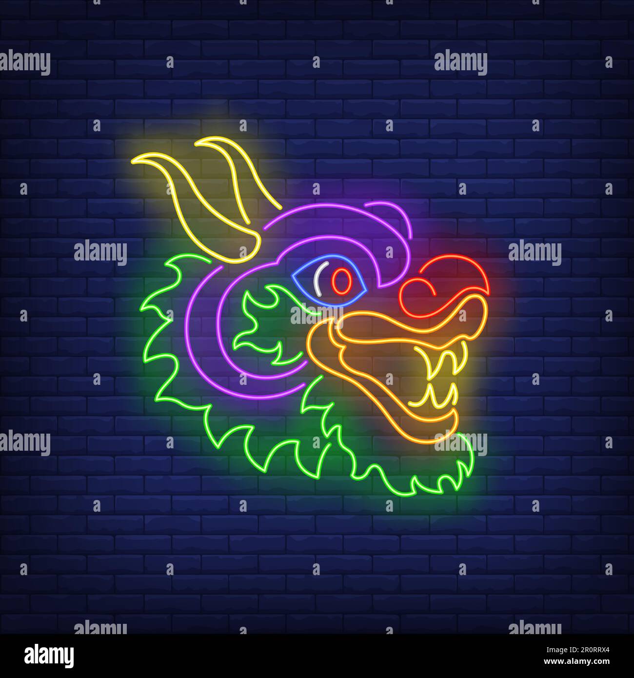 Dragon head neon sign Stock Vector Image & Art - Alamy