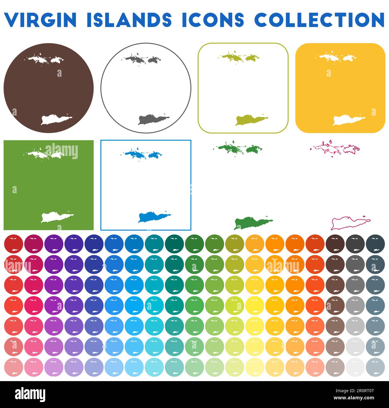 Virgin Islands icons collection. Bright colorful trendy map icons ...
