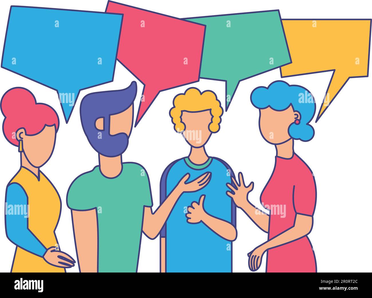 Friendship vector illustration. Young people cartoon characters. Social ...