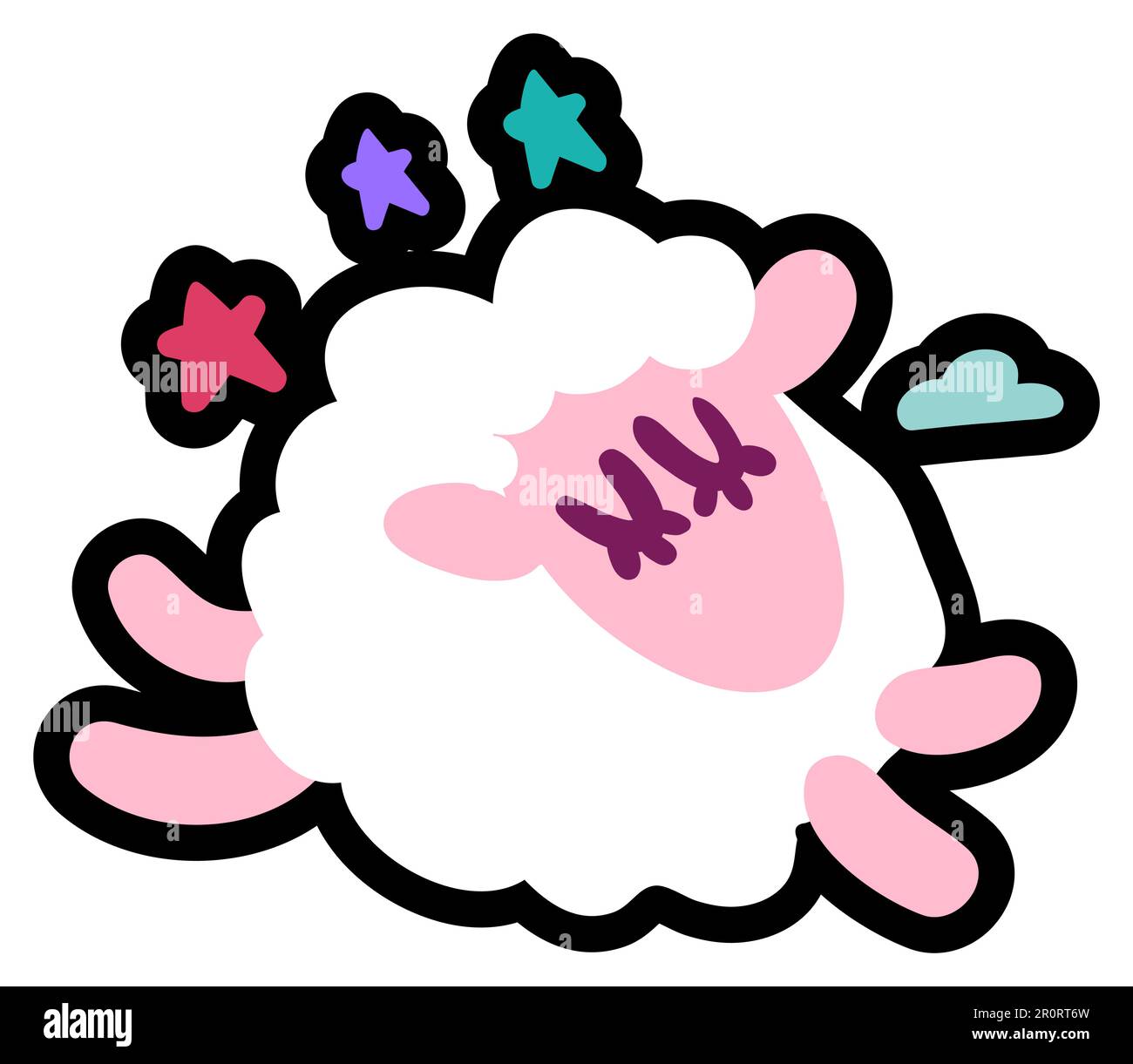 Happy Pretty Sleeping Lamb Dreams Symbol Cartoon. Sleep, Dreamy and ...