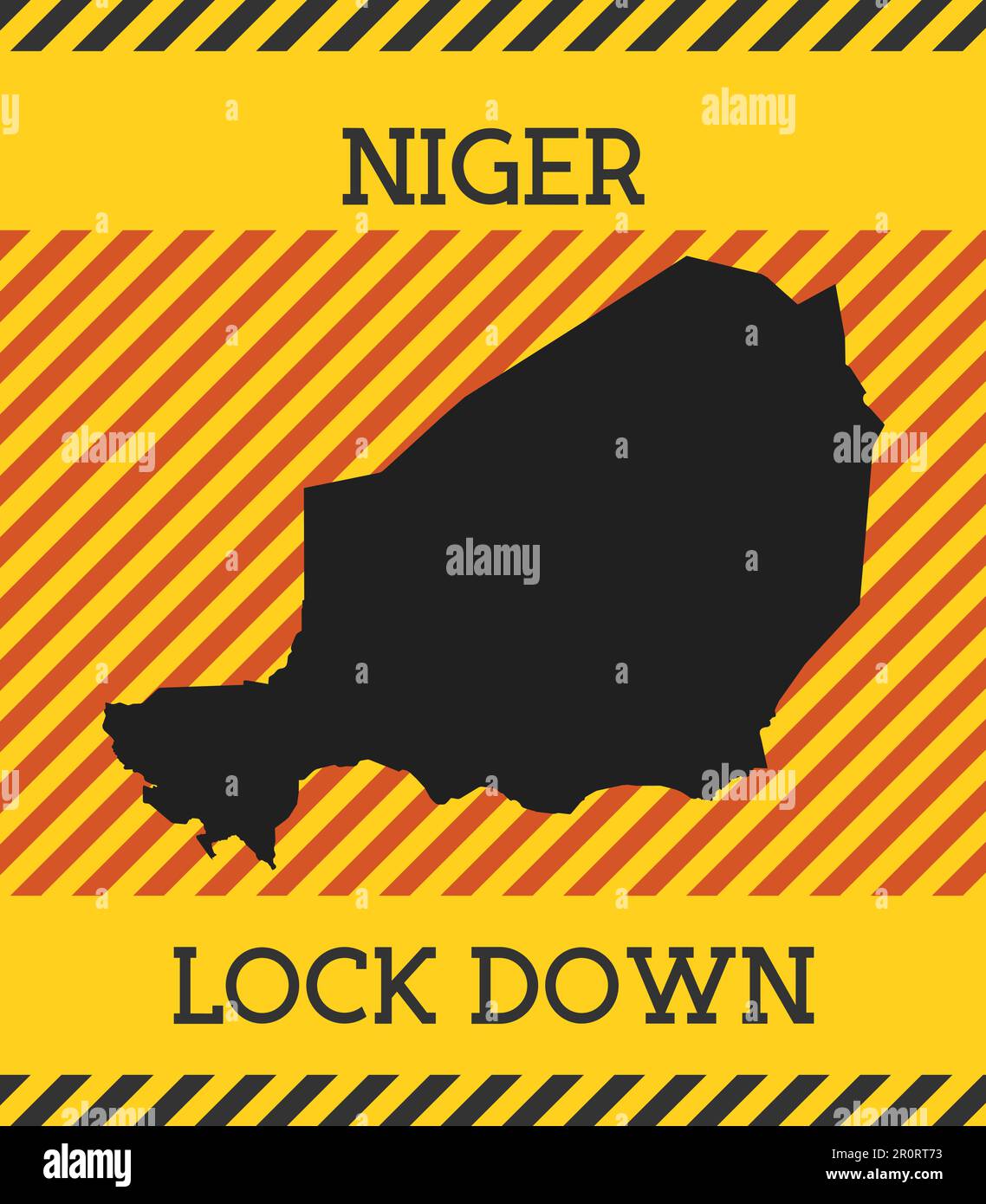 Niger Lock Down Sign. Yellow country pandemic danger icon. Vector ...