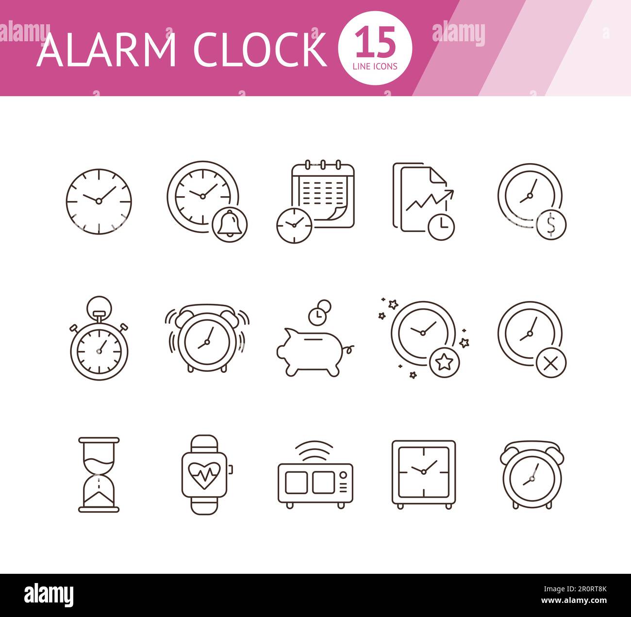 Alarm clock line icon set Stock Vector Image & Art - Alamy