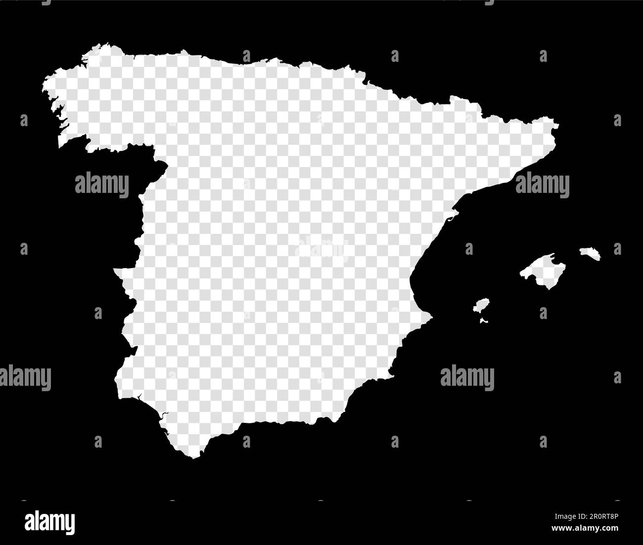 Stencil map of Spain. Simple and minimal transparent map of Spain ...