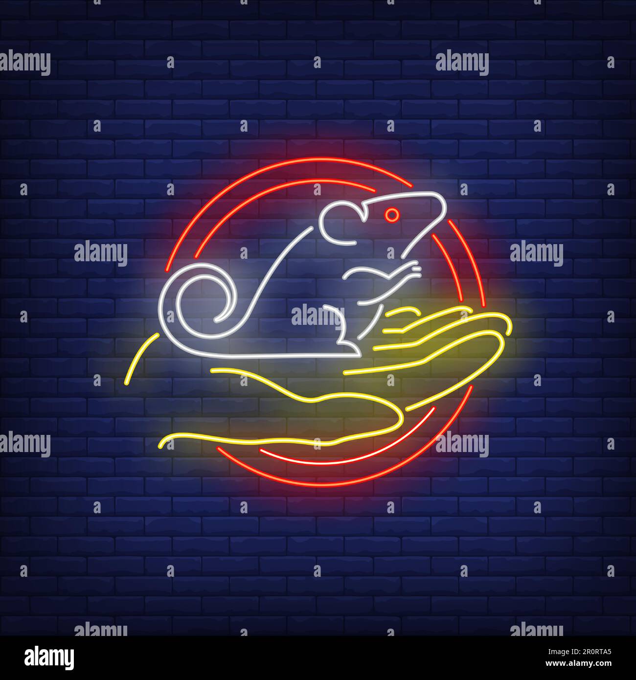 Mouse on hand neon sign Stock Vector Image & Art - Alamy