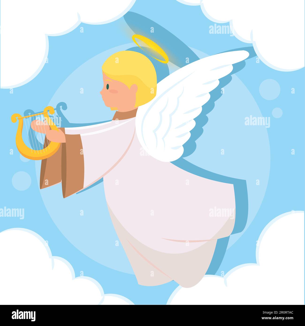 Isolated cute angel cartoon character on clouds Vector Stock Vector ...