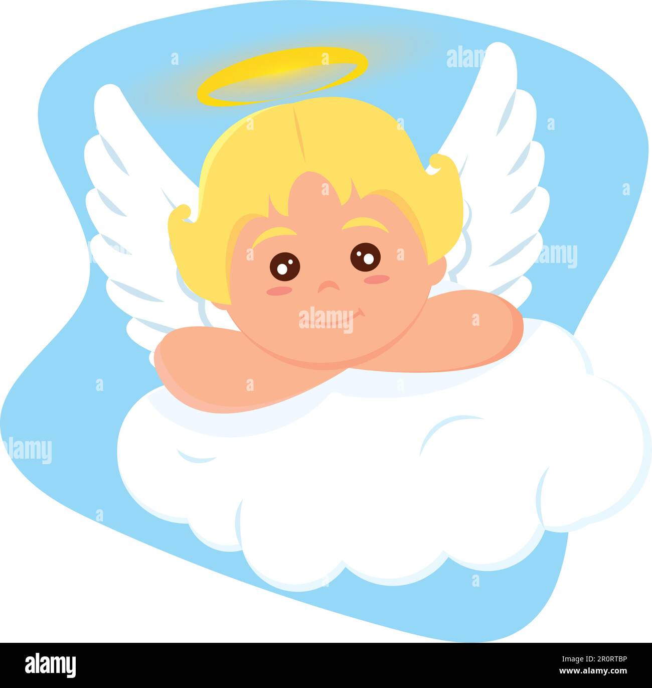 Isolated cute angel cartoon character on clouds Vector Stock Vector ...
