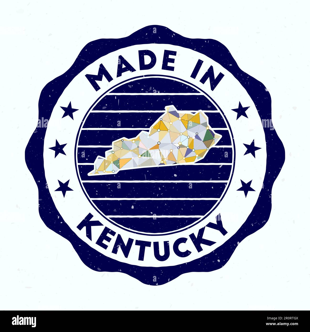 Made In Kentucky. US state round stamp. Seal of Kentucky with border ...