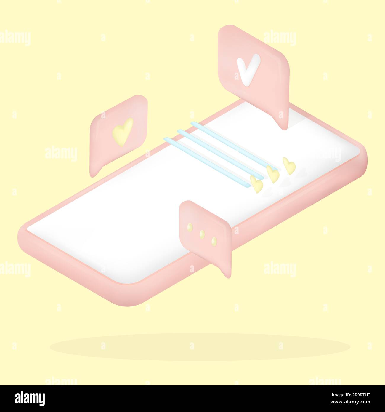 3D vector minimal social media pink mobile phone Stock Vector Image ...