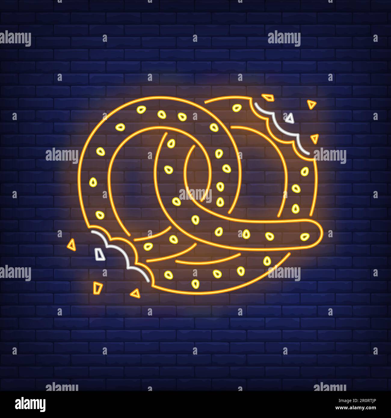 Bitten salty pretzel neon sign Stock Vector Image & Art - Alamy