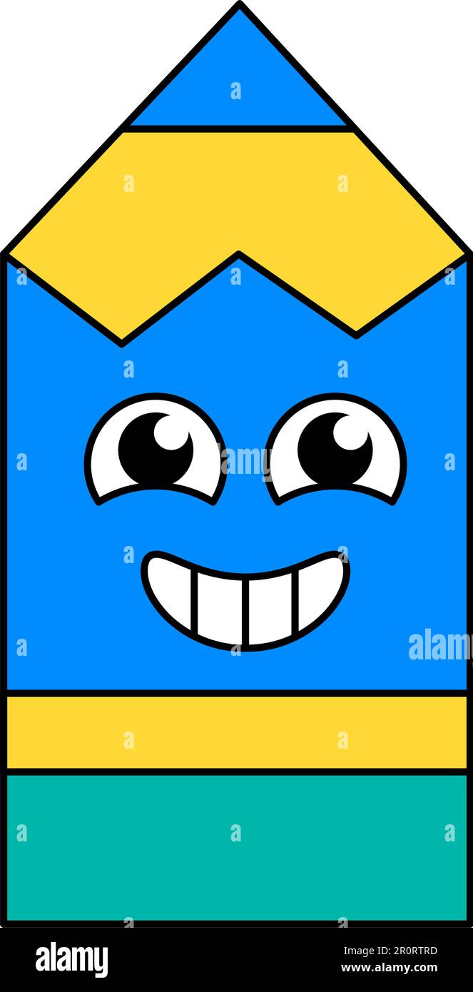 Happy smiling pencil emoticon. Laughing, funny study equipment emoji ...