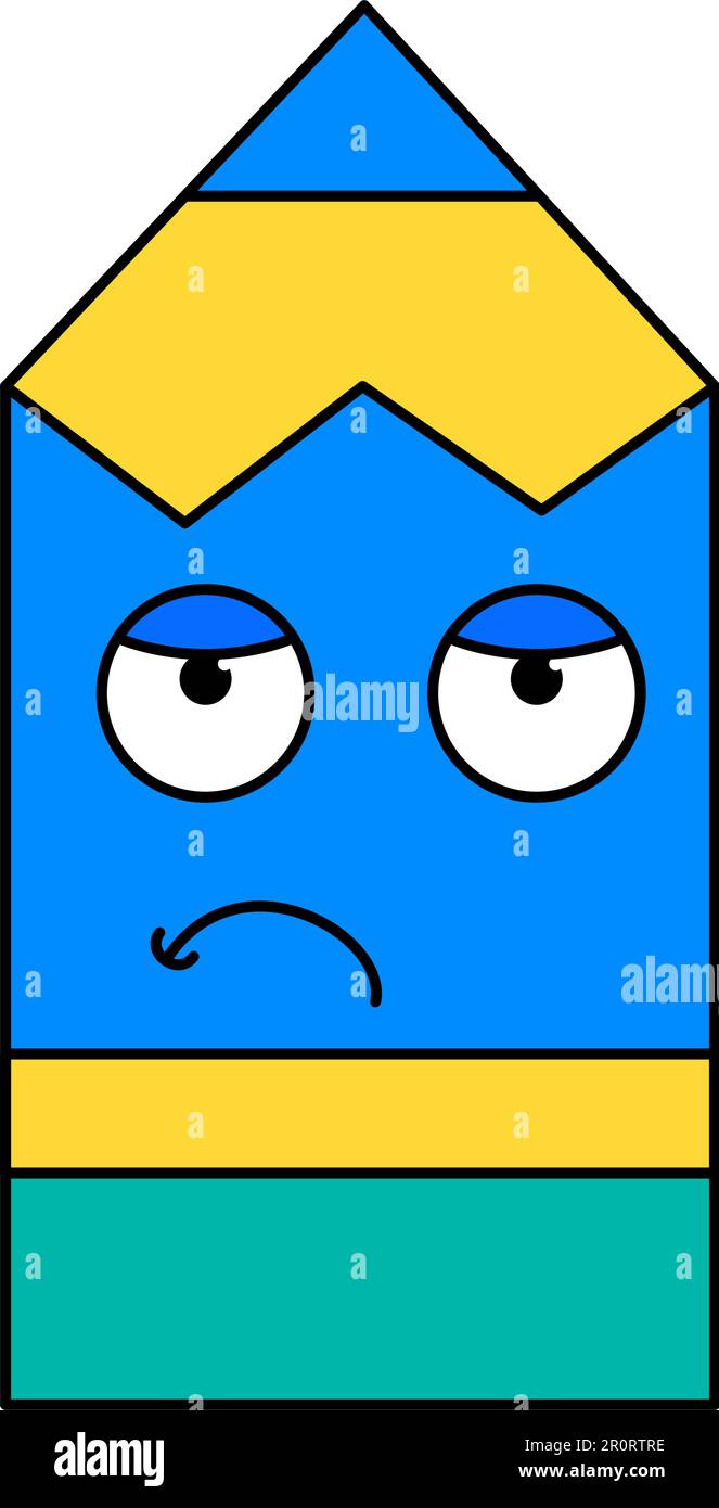 Sad melancholy pencil emoticon. Disappointed, unhappy, depressed emoji ...