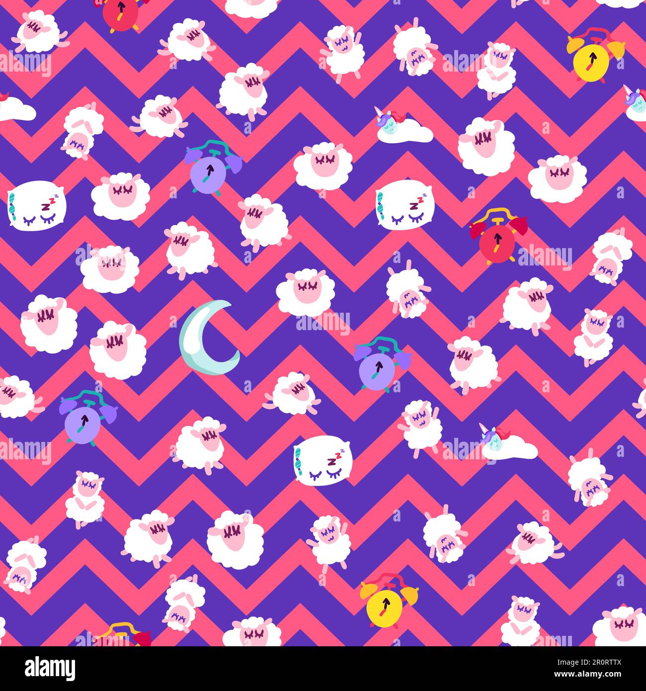 Night rest, bedtime vector seamless pattern. Wallpaper with cute ...