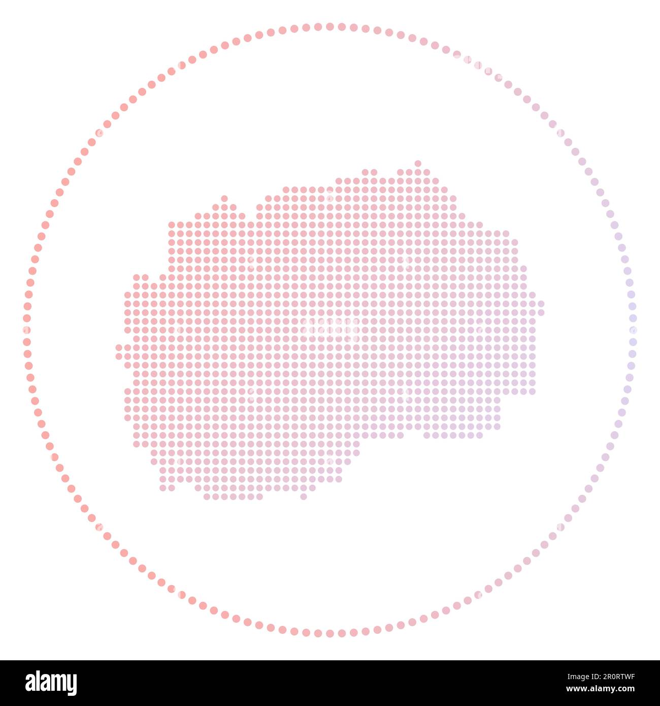 Macedonia digital badge. Dotted style map of Macedonia in circle. Tech ...