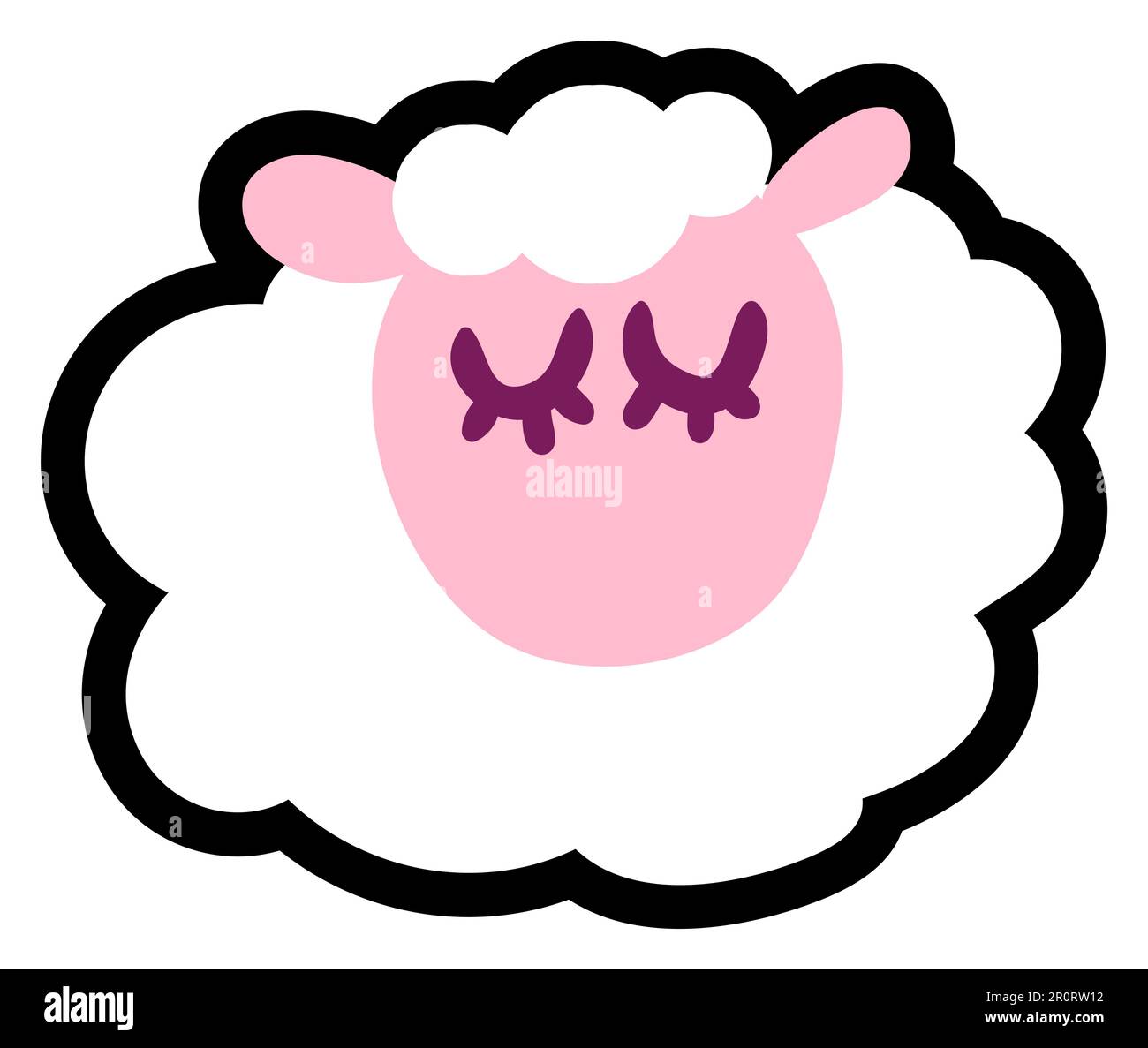 Little Pretty Sleeping Lamb Dreams Symbol Cartoon. Lying Sound Asleep ...
