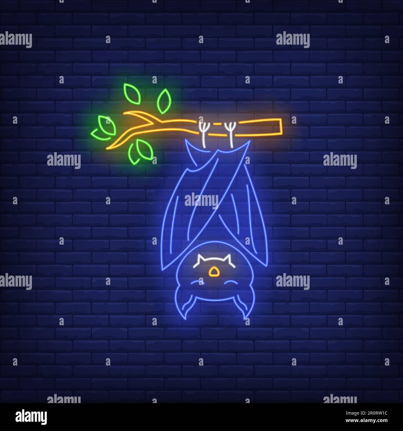 Bat hanging on tree branch neon sign Stock Vector Image & Art - Alamy