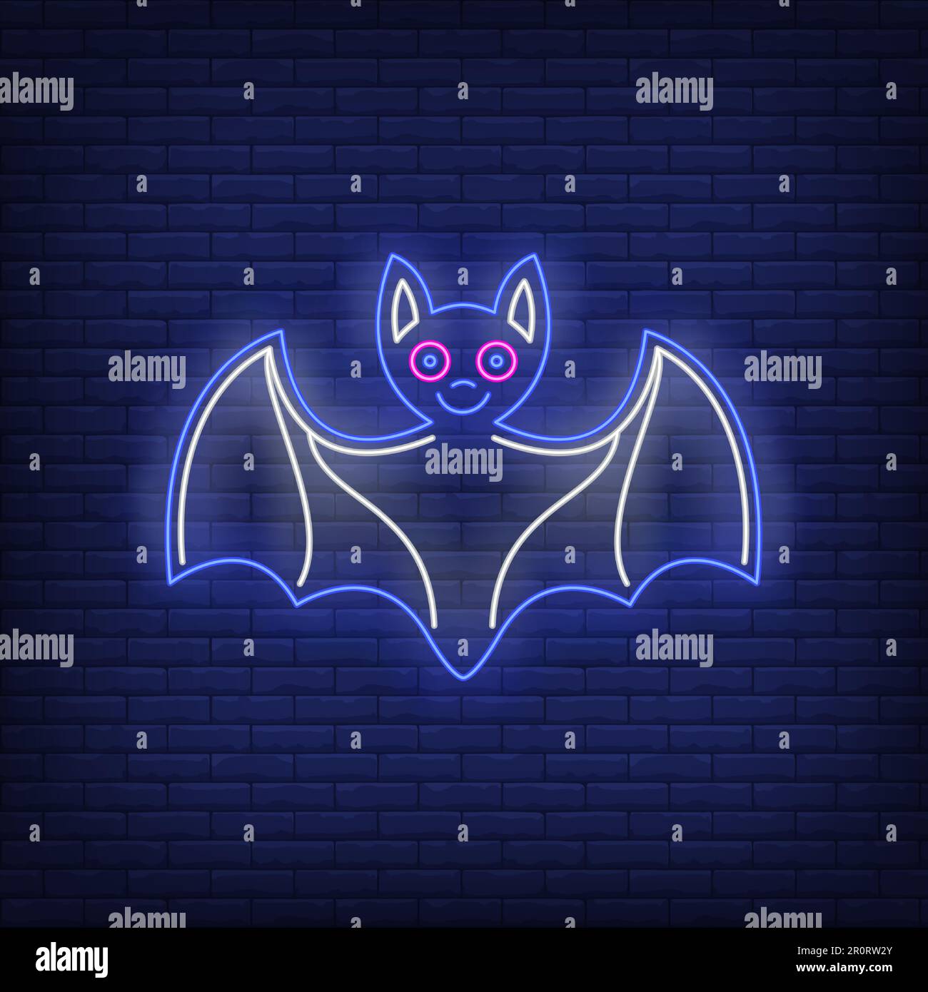 Cute bat with spread wings neon sign Stock Vector Image & Art - Alamy