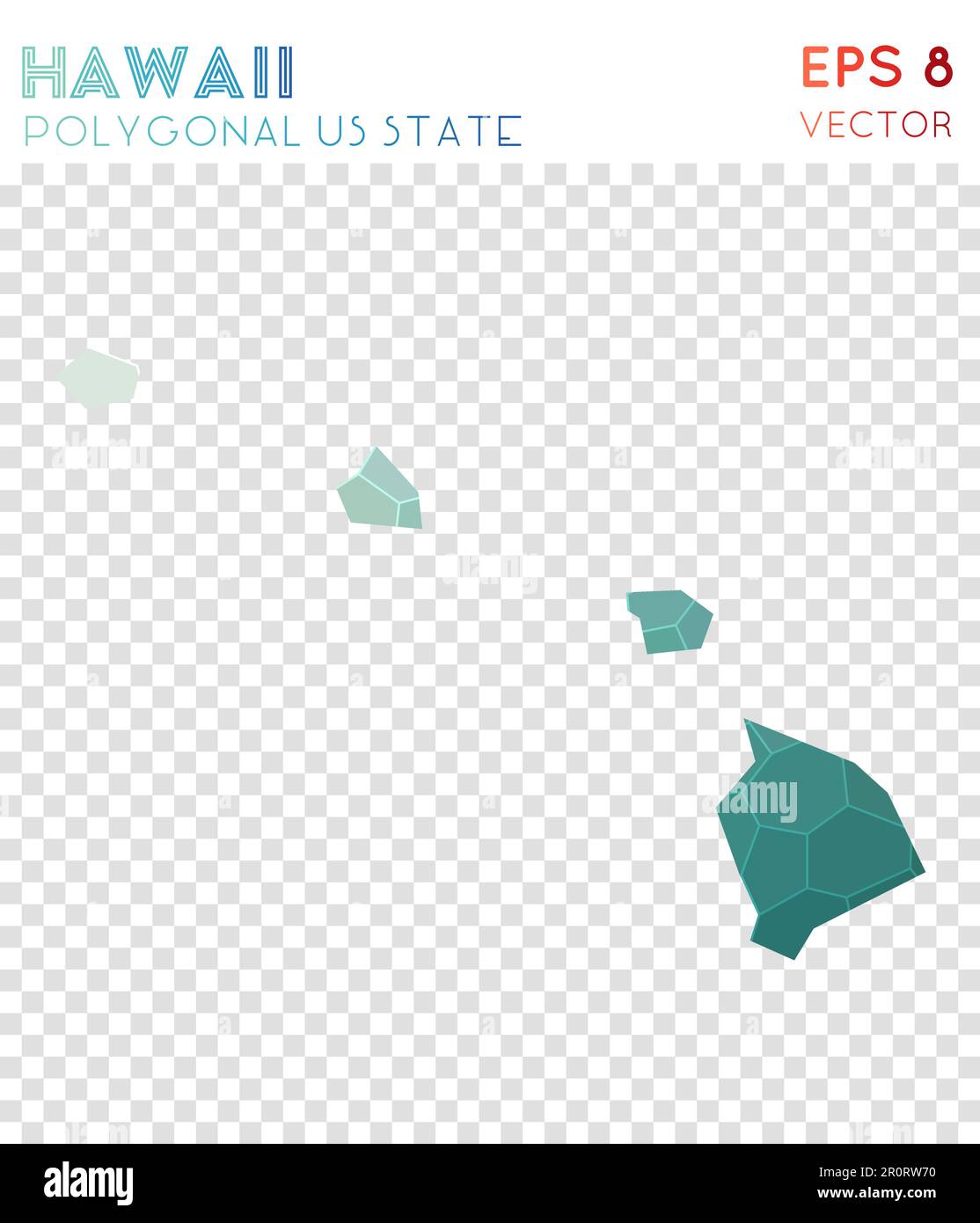 Hawaii polygonal map, mosaic style US state. Tempting low poly style ...