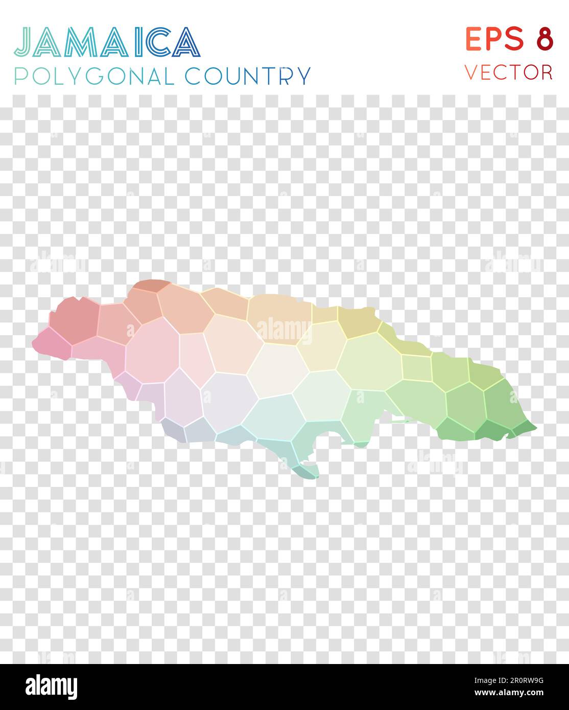 Jamaica polygonal map, mosaic style country. Modern low poly style ...