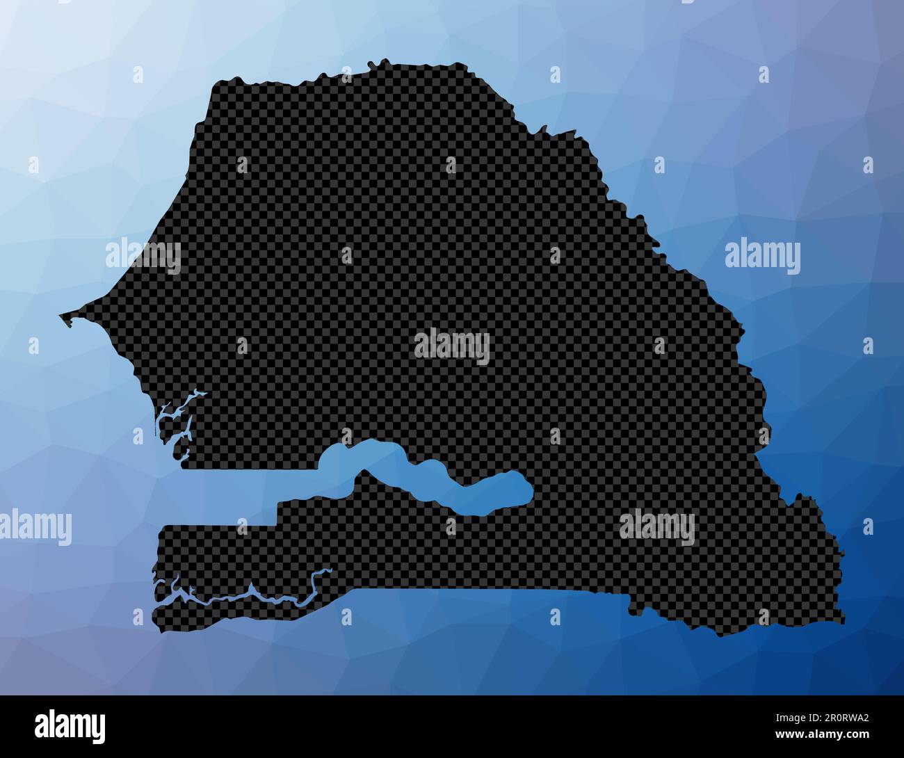 Senegal geometric map. Stencil shape of Senegal in low poly style. Creative country vector ...