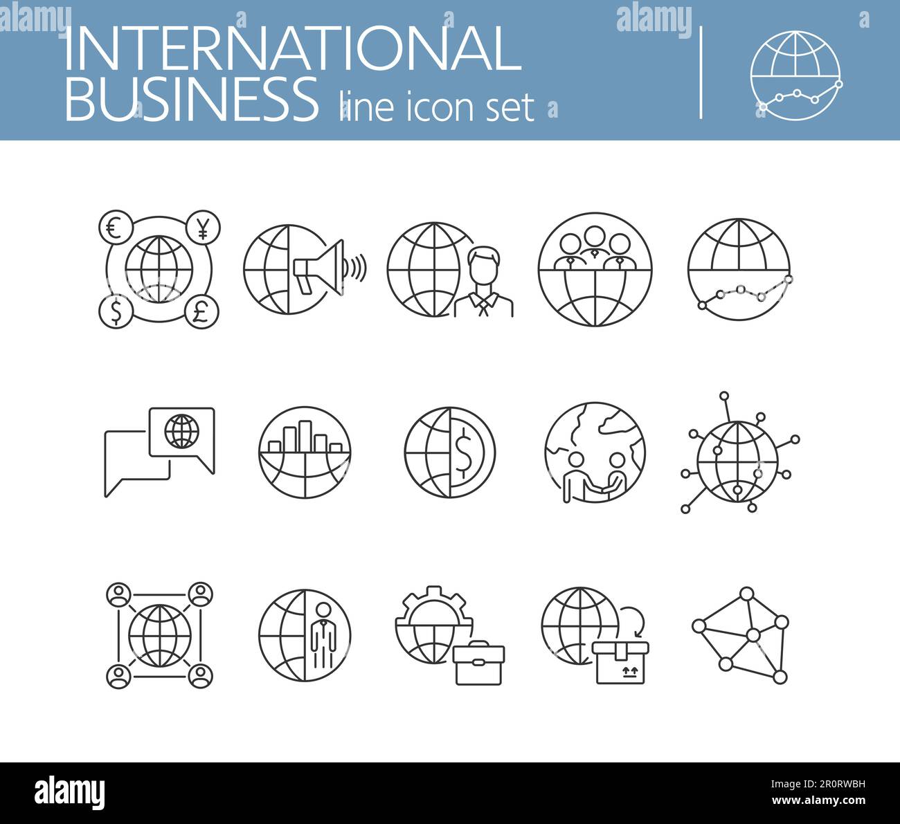 International business line icon set Stock Vector Image & Art - Alamy