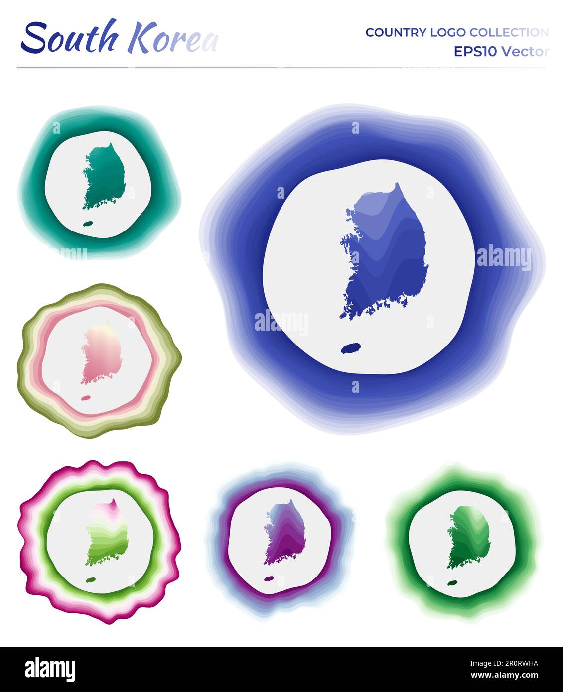 South Korea logo collection. Colorful badge of the country. Layers ...