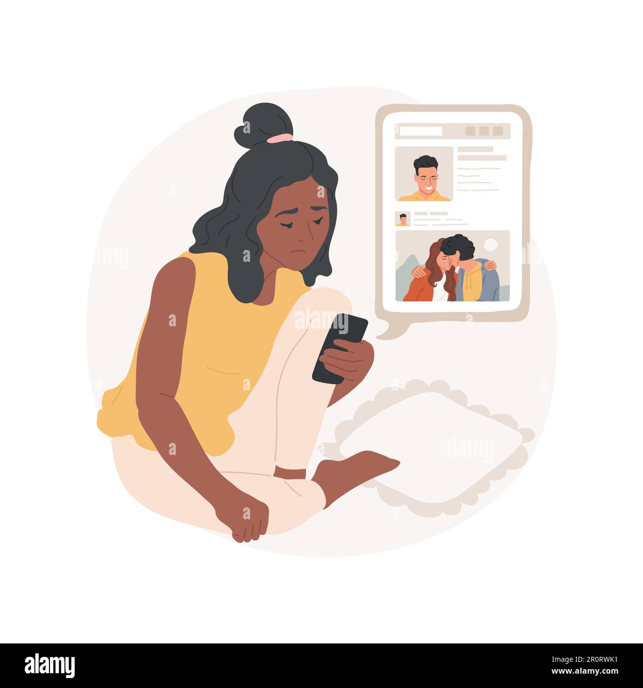 Following up on social media isolated cartoon vector illustration. Girl ...