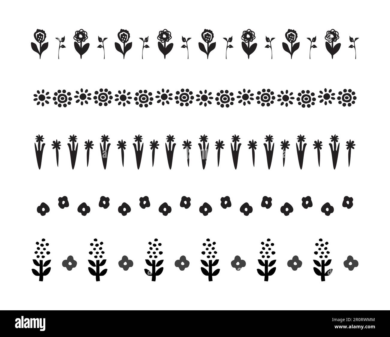 Scandi garden sprig floral banner in low brow style. Quirky nature ...