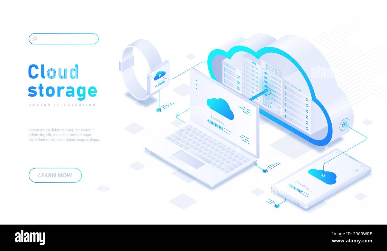 Cloud storage white banner Stock Vector Image & Art - Alamy