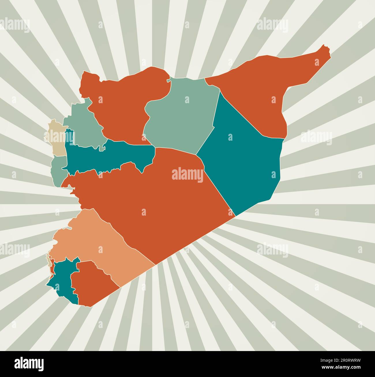 Syria map. Poster with map of the country in retro color palette. Shape ...