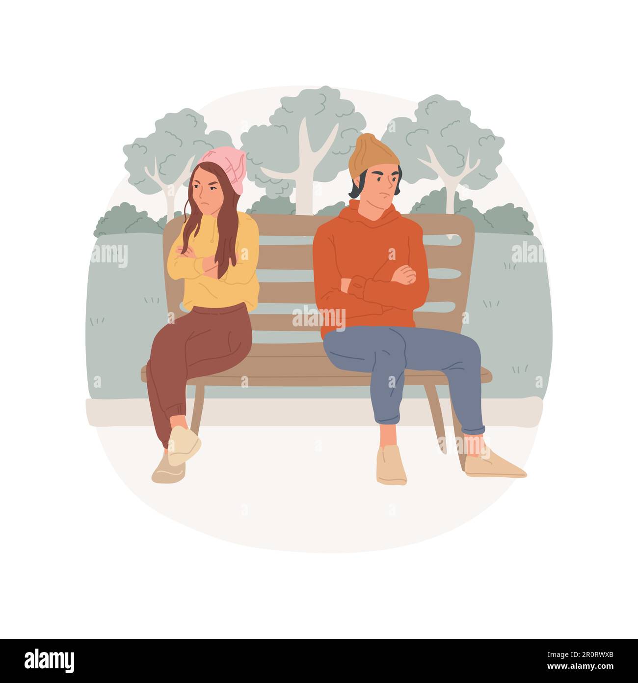 Grievances isolated cartoon vector illustration. Teens sitting at bench ...