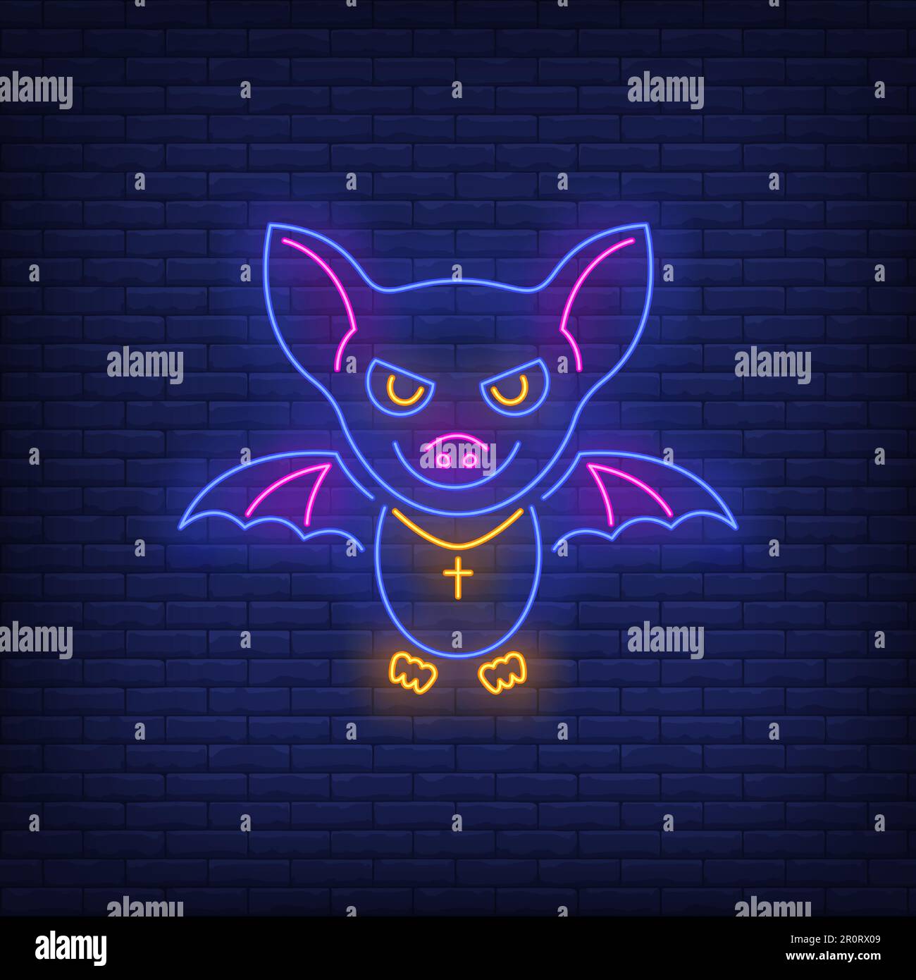 Bat with cross neon sign Stock Vector Image & Art - Alamy