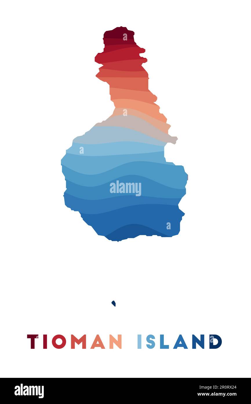 Tioman Island map. Map of the island with beautiful geometric waves in ...