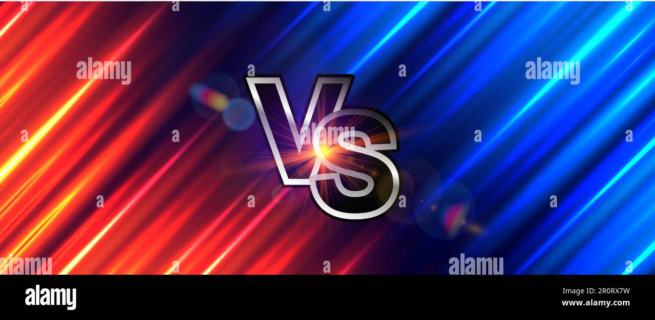 Fight night. Versus battle. Red and blue fast lines versus background ...