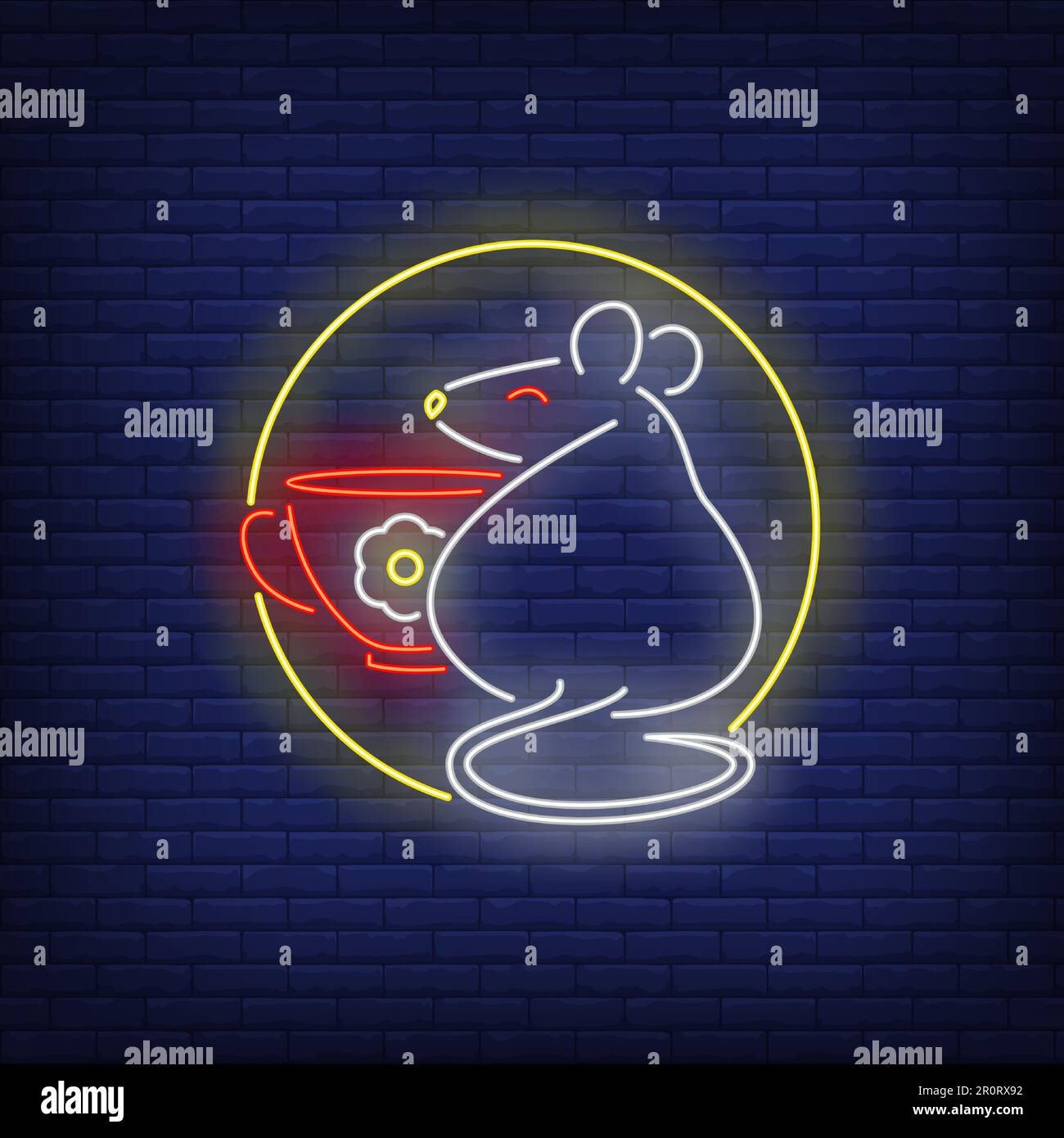 Rat and cup in circle neon sign Stock Vector Image & Art - Alamy