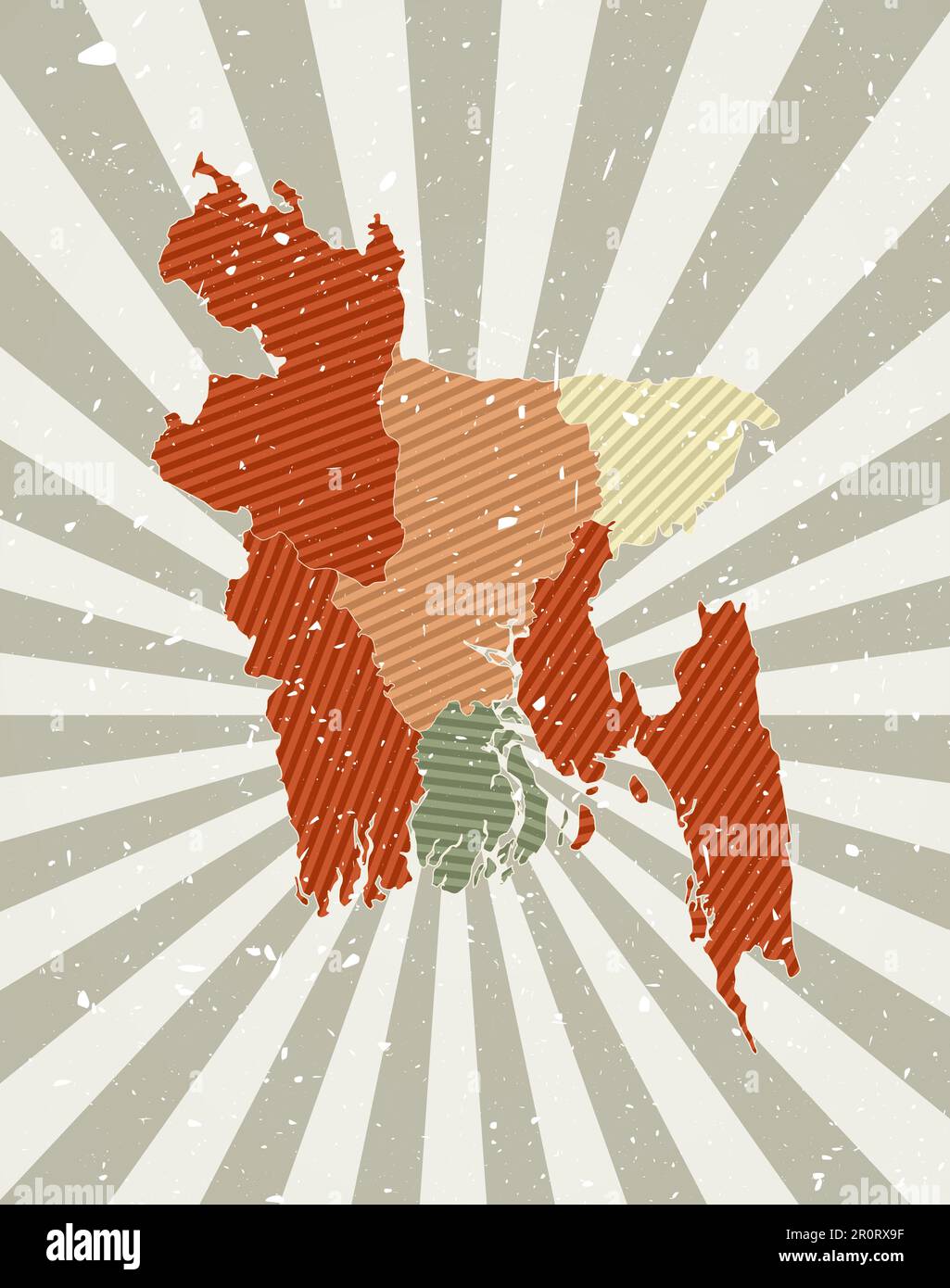 Bangladesh vintage map. Grunge poster with map of the country in retro ...