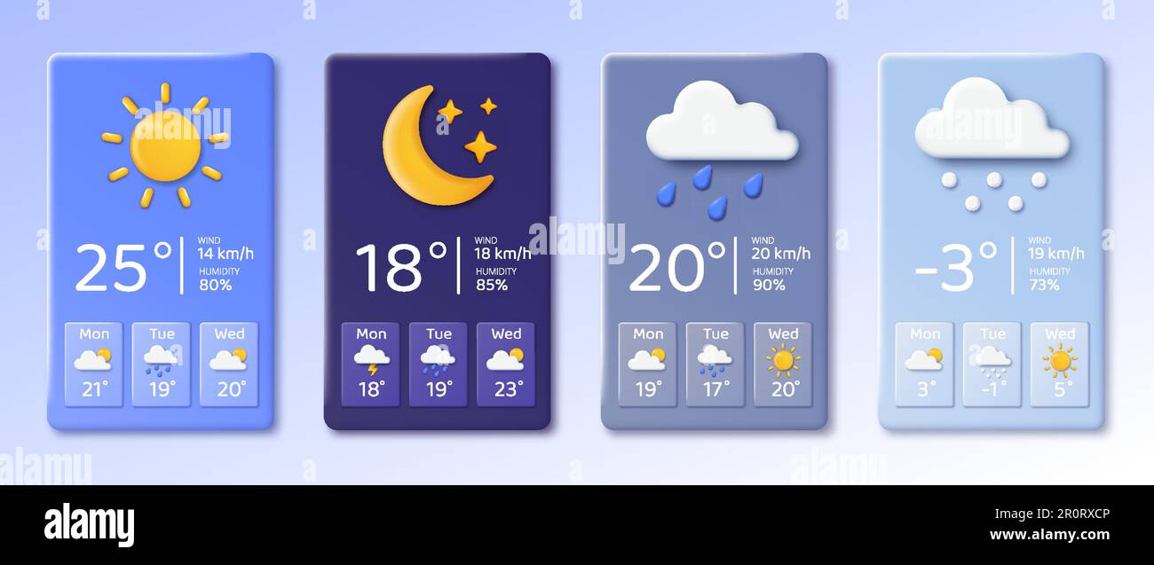 Cloudy weather widget ui Stock Vector Images - Alamy