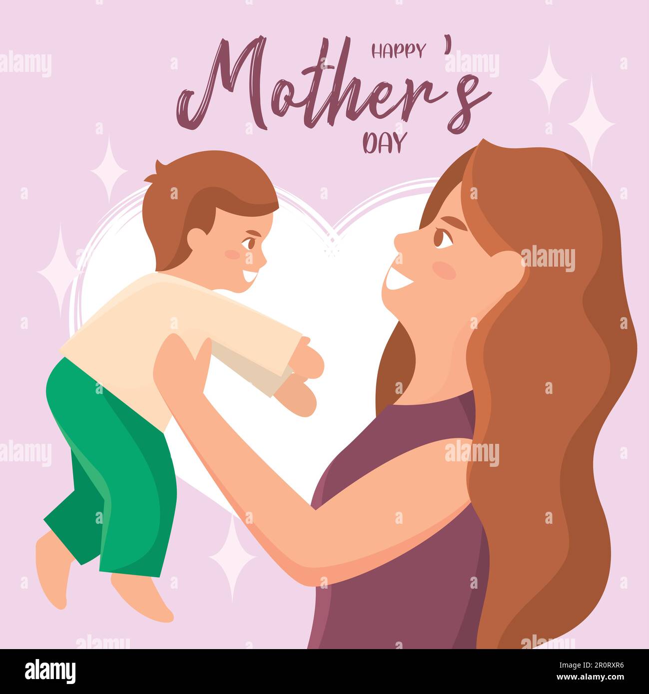 Cute mother hugging her son Happy mother day Vector Stock Vector Image ...