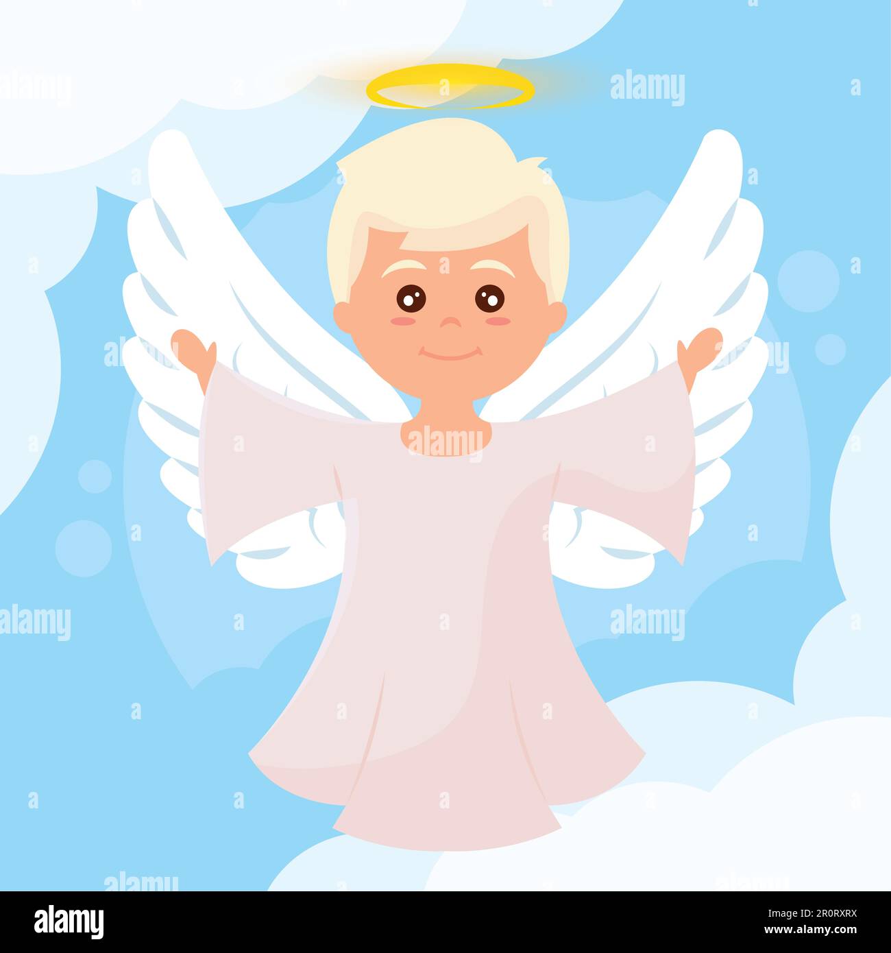 Isolated cute angel cartoon character on clouds Vector Stock Vector ...