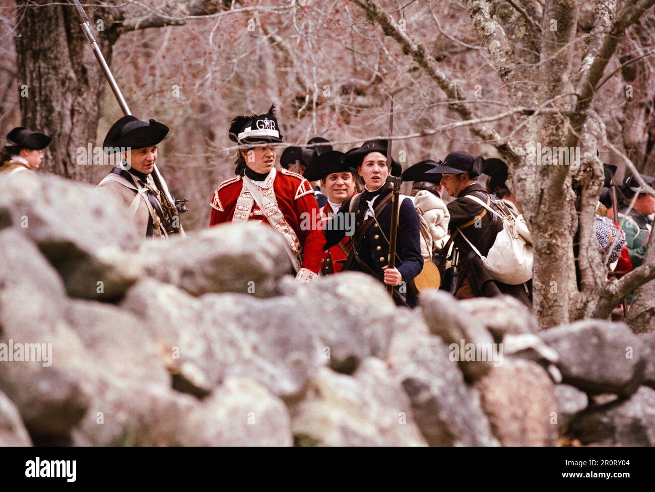 Lexington, Massachusetts USA - April 2023 - Colonial and British troops ...